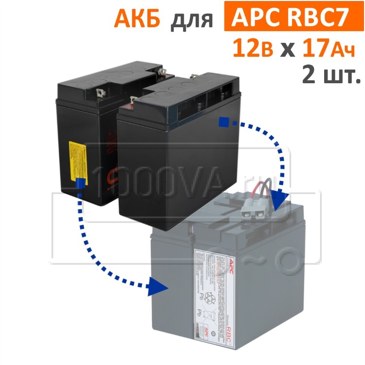 Купить комплект аккумуляторов для APC RBC7 по выгодной цене - www.1000va.ru